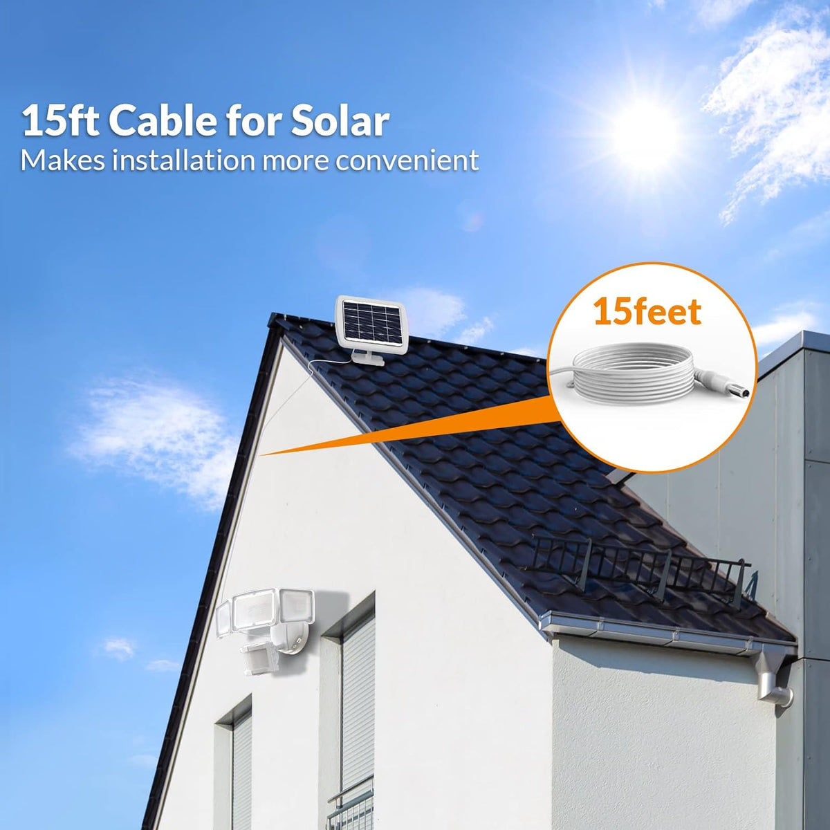 Lepower Solar Motion Sensor Security Light w/ 3 Heads 1600LM