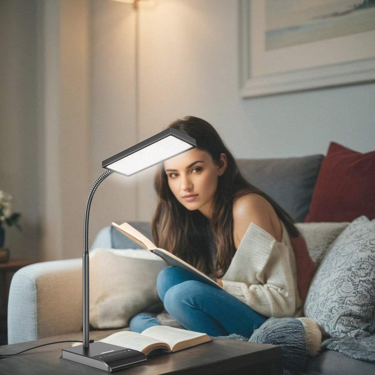 Gooseneck Eye-caring LED Desk Light with Touch Control Black Office Light
