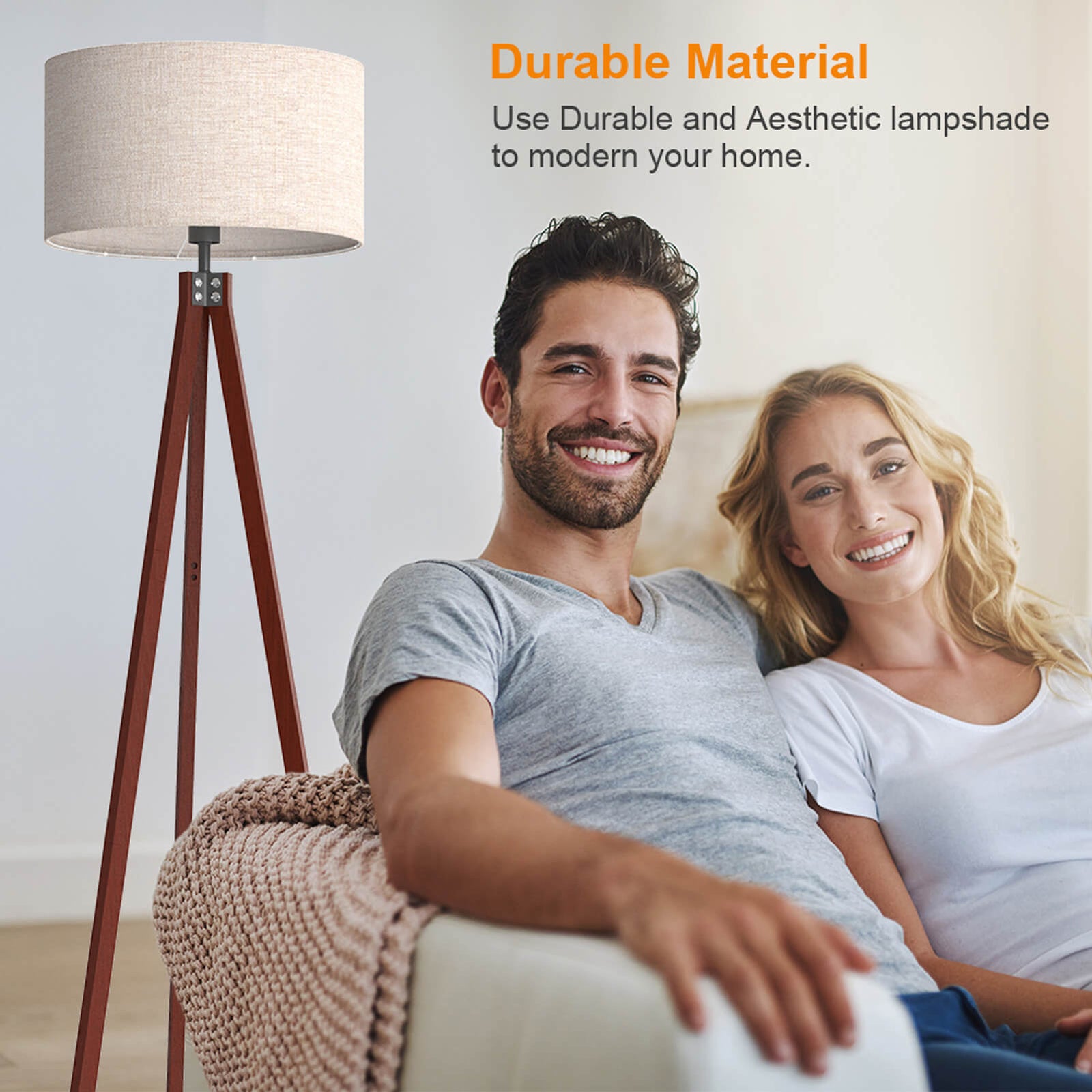 Wooden Tripod Floor Lamp Mid-century Standing Lamp