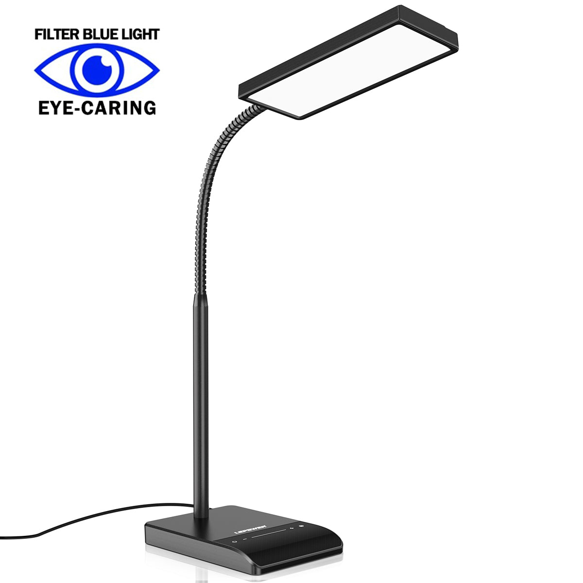 Gooseneck Eye-caring LED Desk Light with Touch Control Black Office Light
